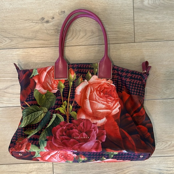 Ted Baker London | Bags | Ted Baker Large Floral Canvas And Leather Bag ...